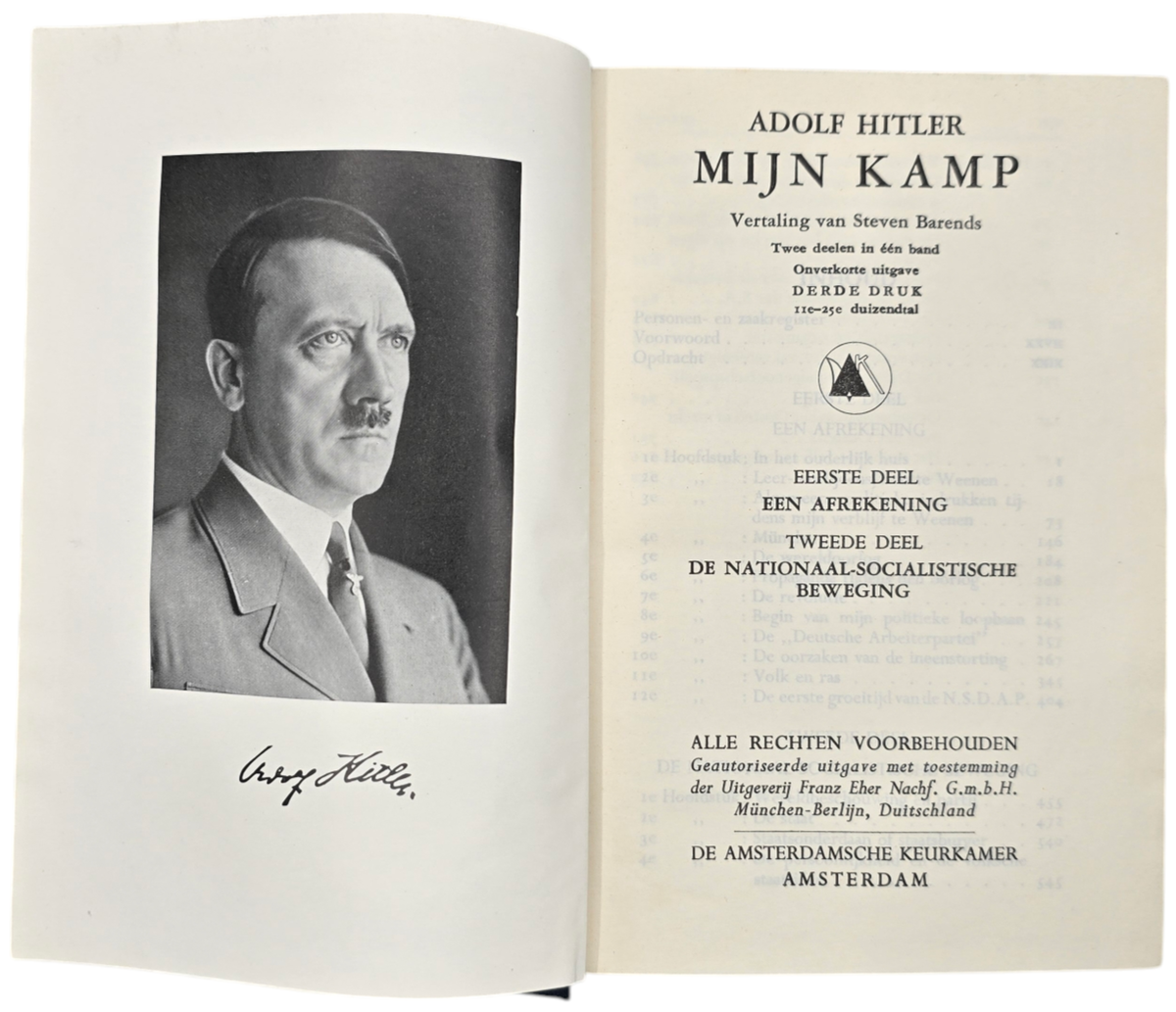 Original WW2 Dutch Book - Mijn Kamp, Adolf Hitler, 3rd edition