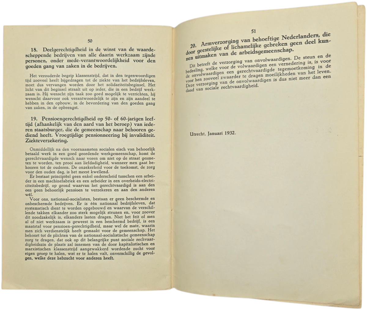 Original WW2 Dutch Collaboration NSB Brochure - No. 1 Programma der ...