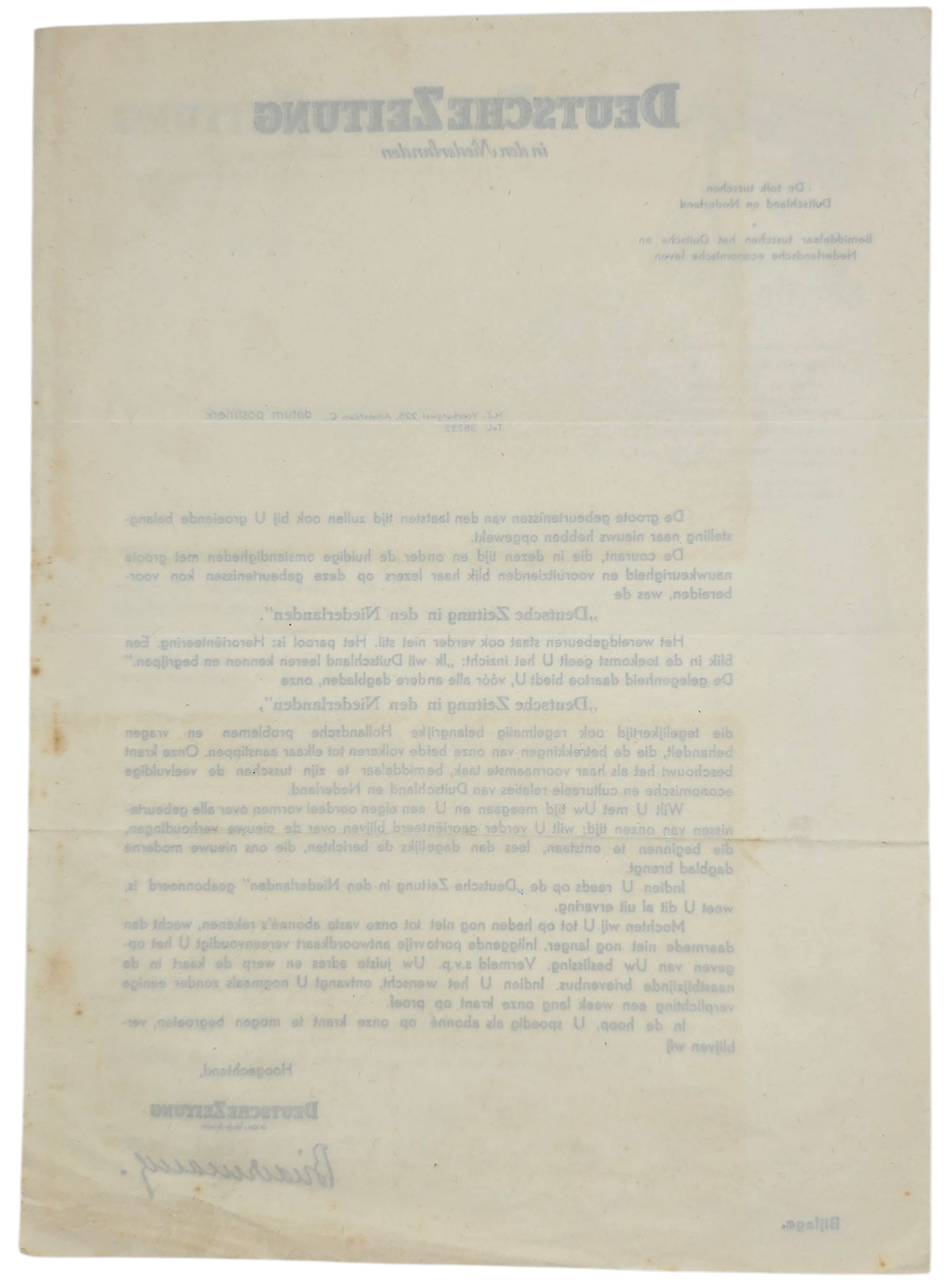 Original Dutch WW2 Collaboration Document - Deutsche Zeitung in den ...