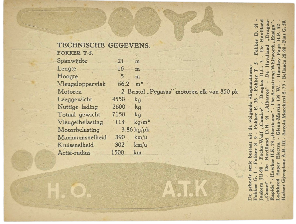 Original WW2 Dutch Document - Honig building kit airplane Fokker TV T5 ...