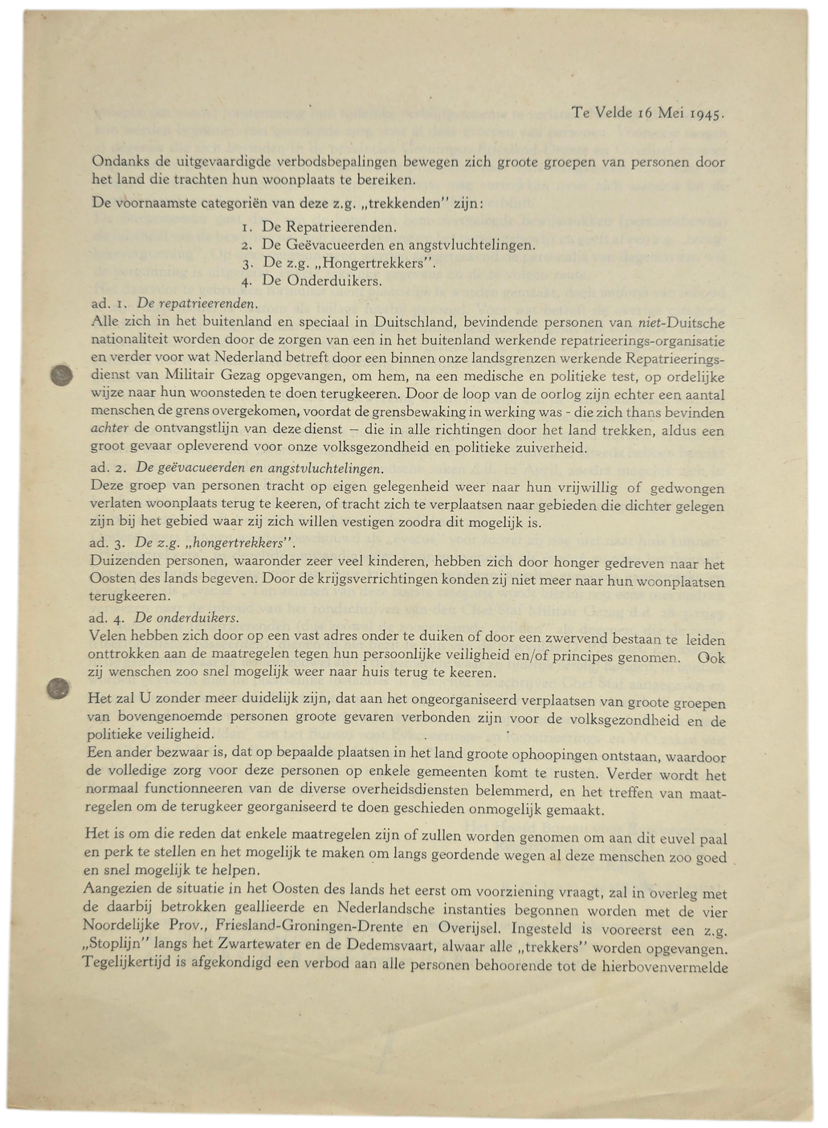 Original WW2 Dutch Liberation Document - HARK information for evacuees ...