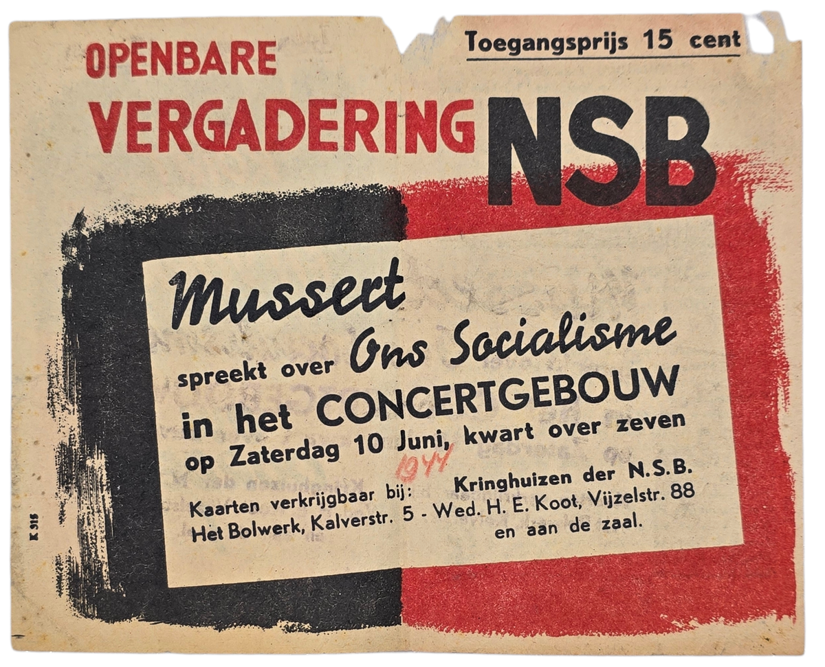 Original WW2 Dutch Collaboration NSB Document - NSB gathering, Anton ...