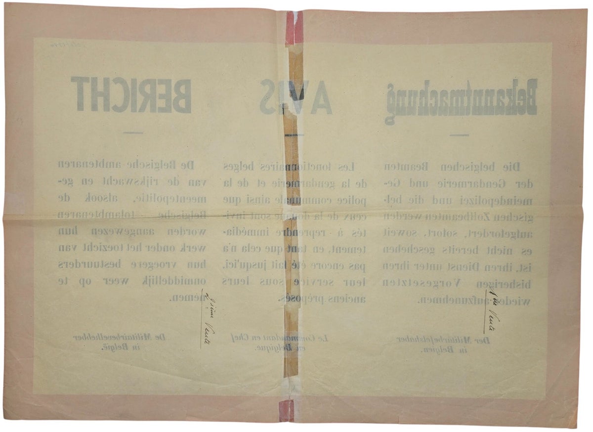 Original WW2 Belgian German Poster - Belgian civil servants have to ...