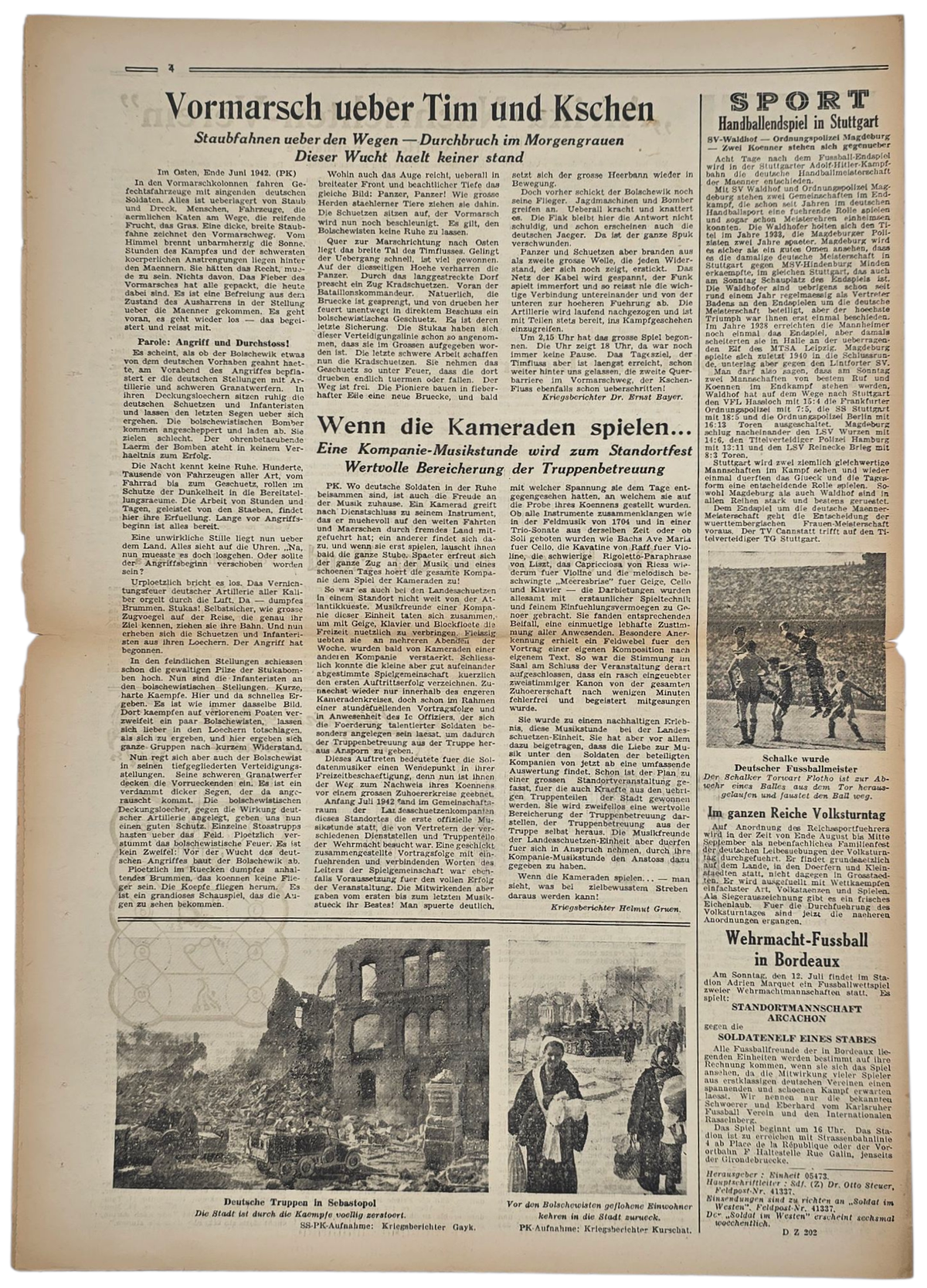 Original WW2 German Newspaper - Soldat im Westen Folge 476, 10 July (1942)