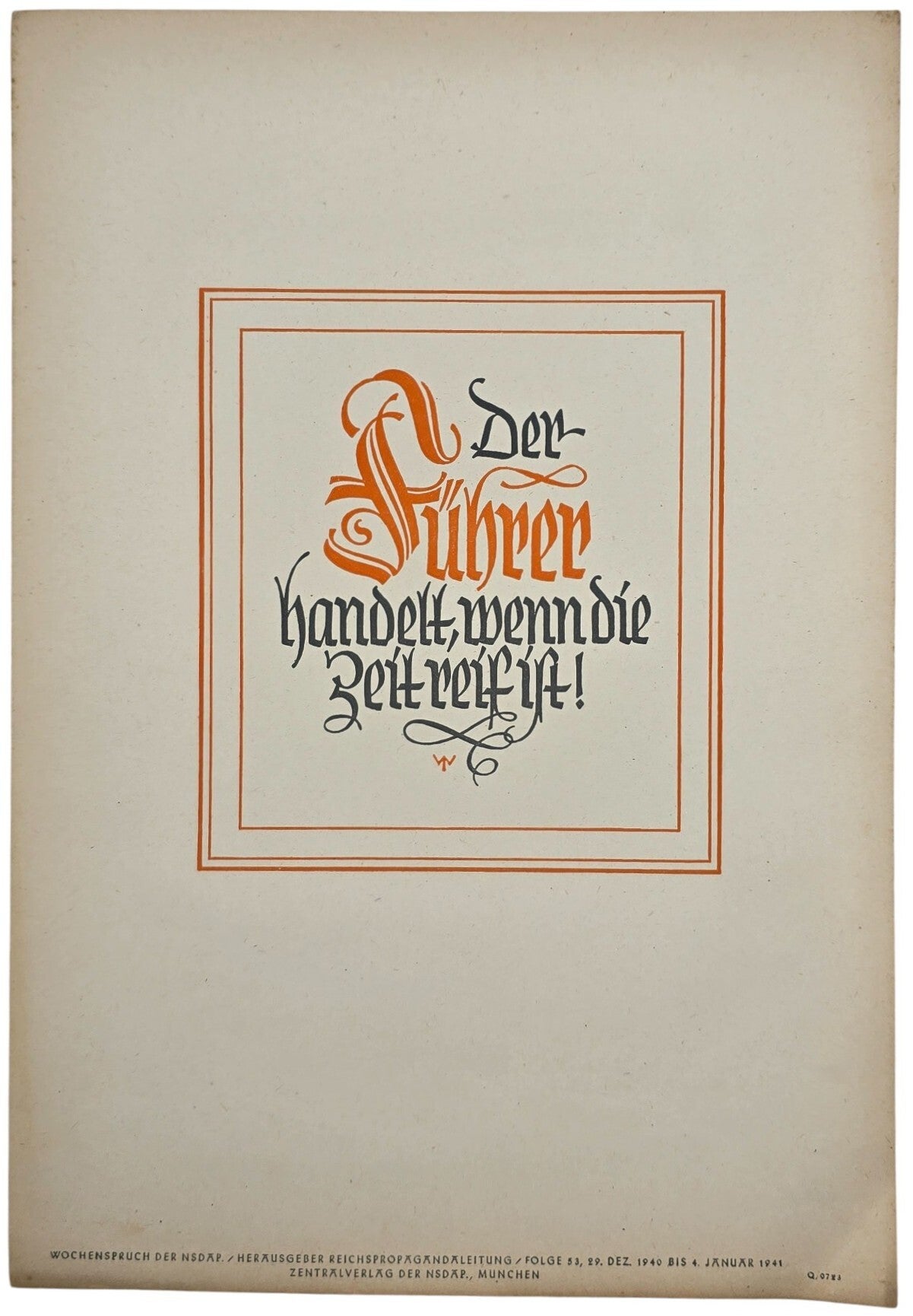 Original WW2 German Poster - NSDAP Wochenspruch folge 52, Adolf Hitler ...