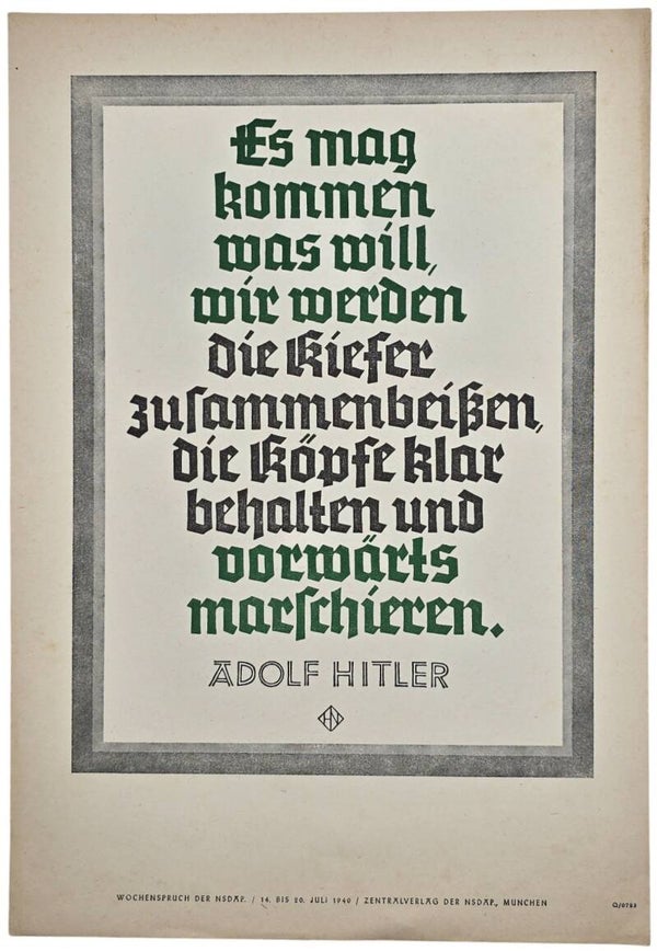 Original WW2 German Poster - NSDAP Wochenspruch folge 14 Juli, Adolf ...