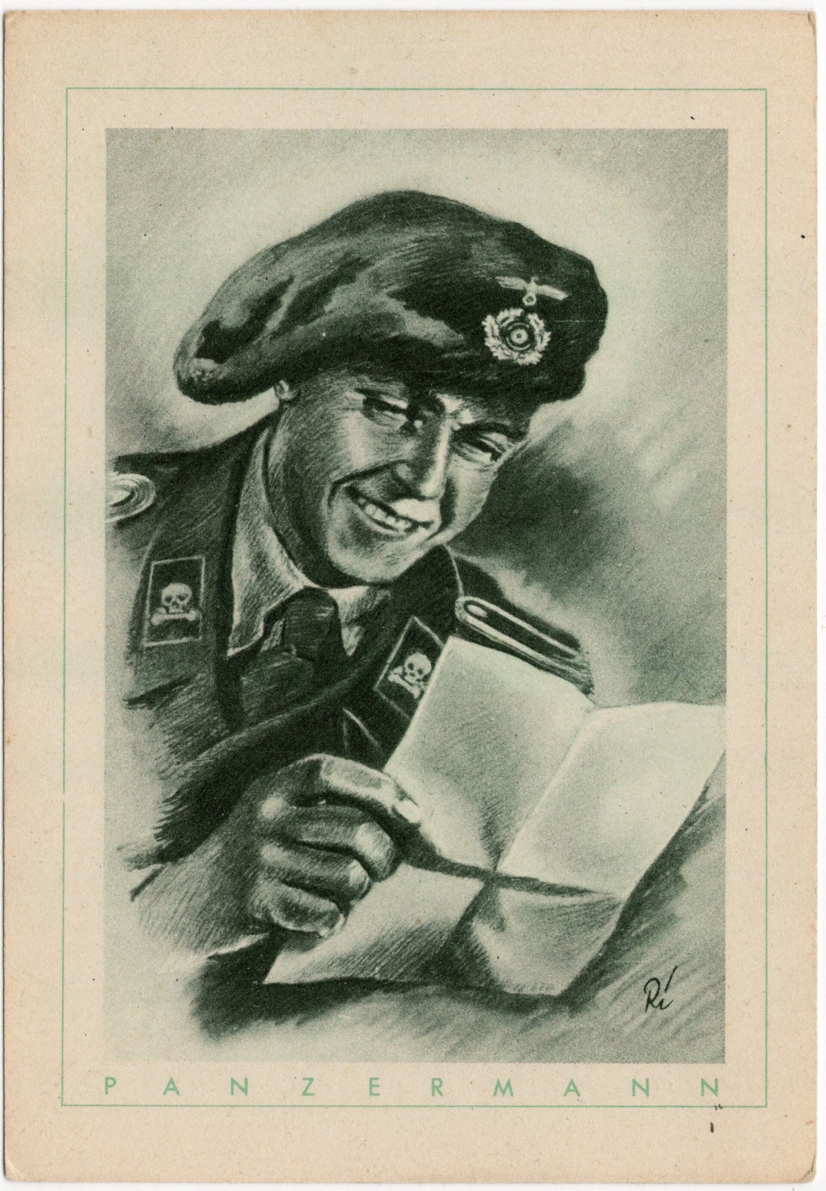 Original WW2 German Postcard - Panzermann, ''Der Deutsche Soldat''