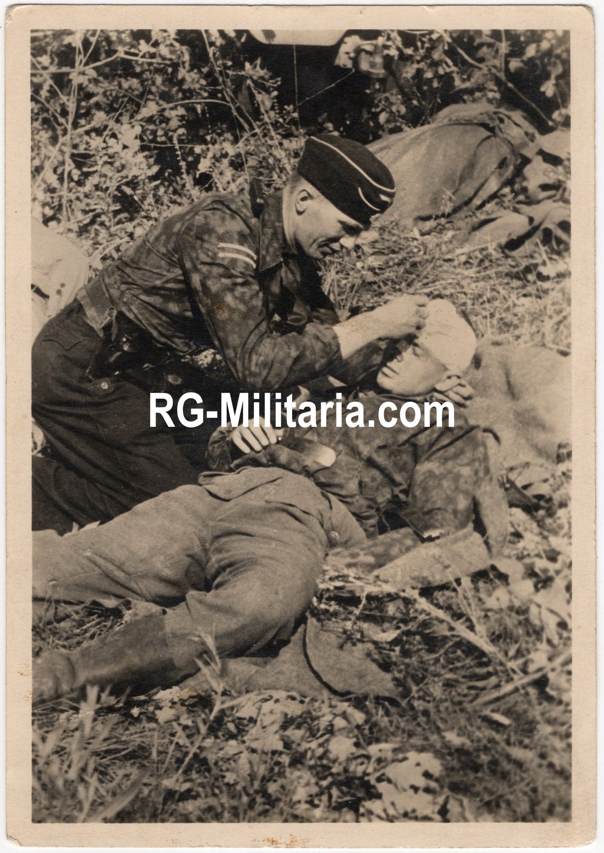 Original WW2 German Waffen SS Postcard - SS Medic helping a wounded ...