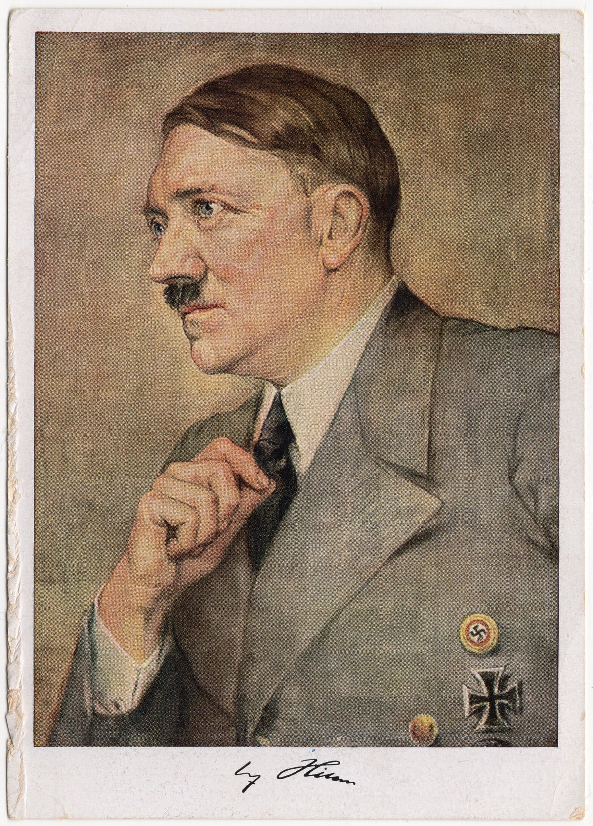 Original WW2 German Postcard - Adolf Hitler painting