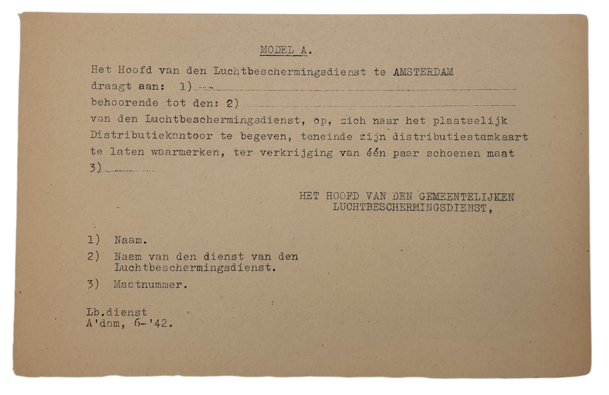 Original WW2 Dutch LBD document - Luchtbeschermingsdienst Amsterdam ...
