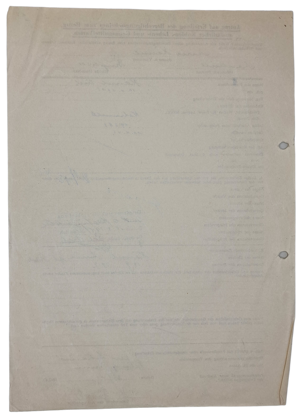 Original WW2 Dutch Document - Application for extra provisions, widow ...