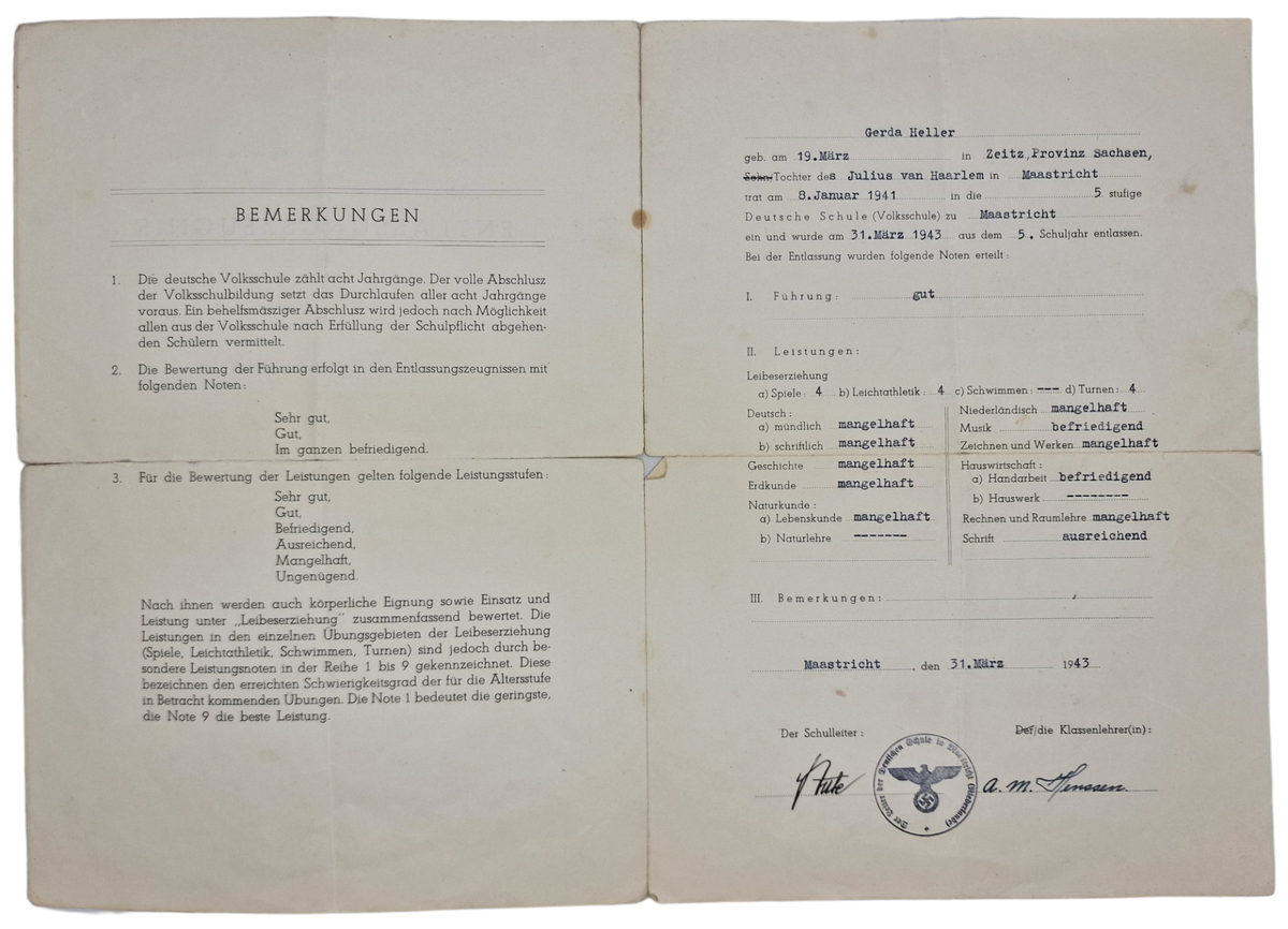 Original WW2 Dutch Collaboration NSV Document - Rapport Jugendflege ...