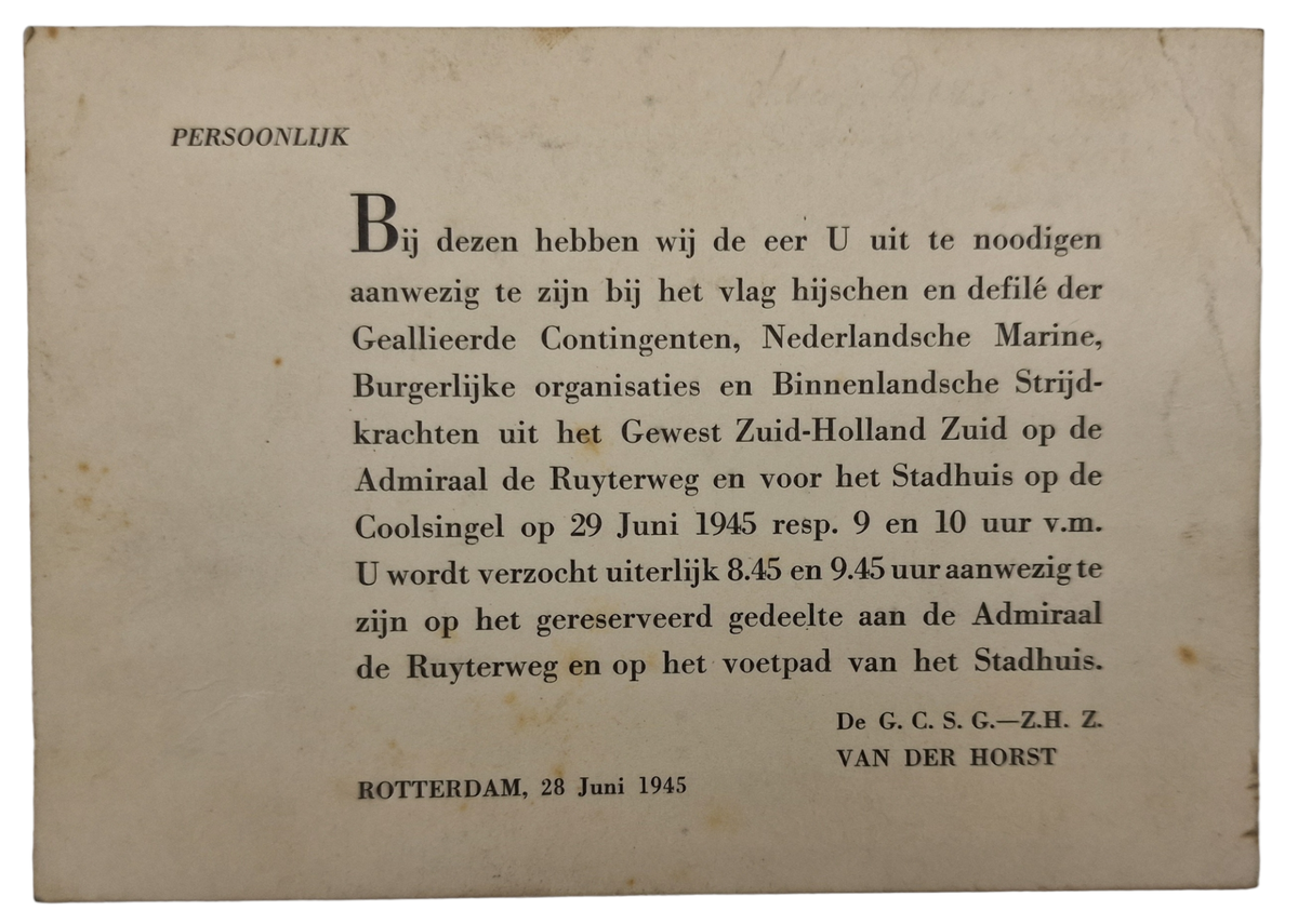 Original WW2 Dutch Document - NBS Rotterdam invitation memorial service ...