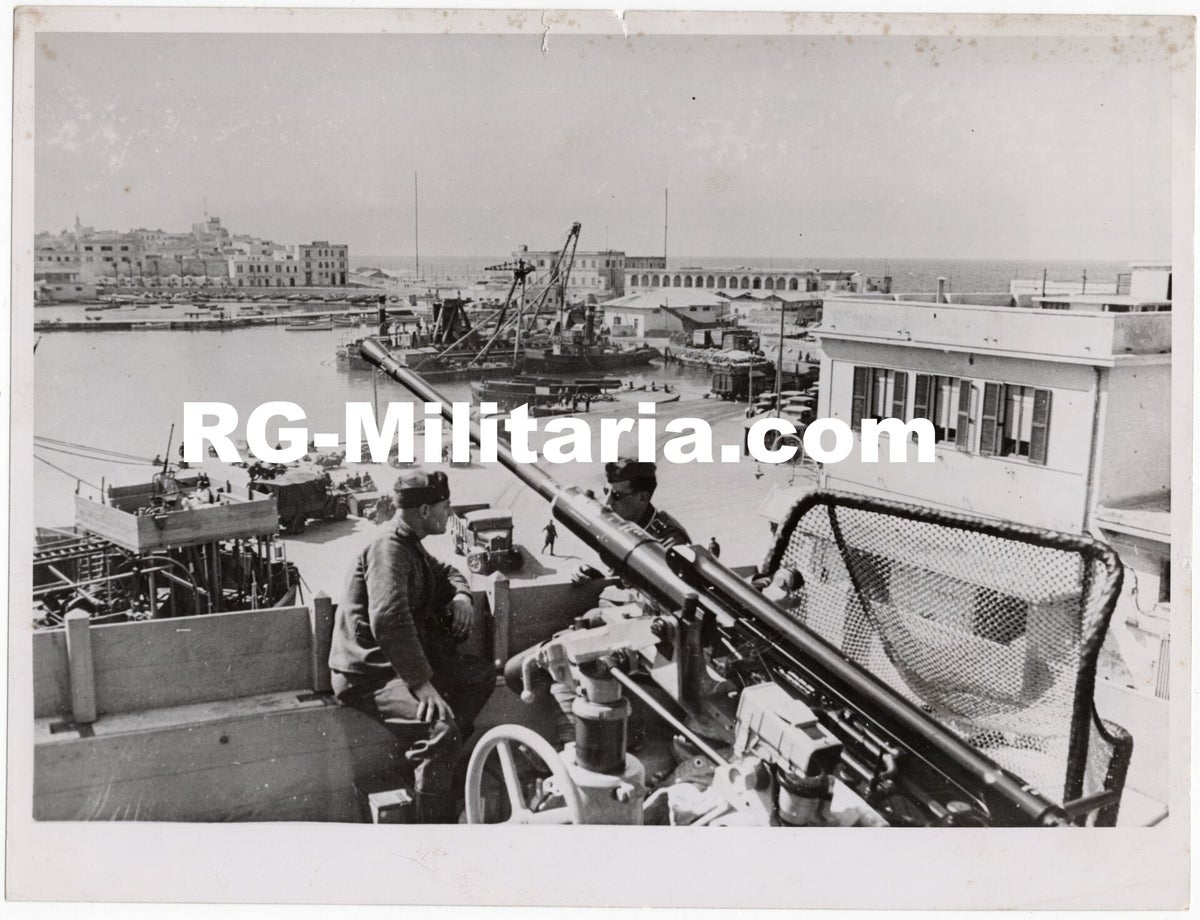 Original WW2 German Press Photo - Flak in the harbor of Tripoli, Libya ...