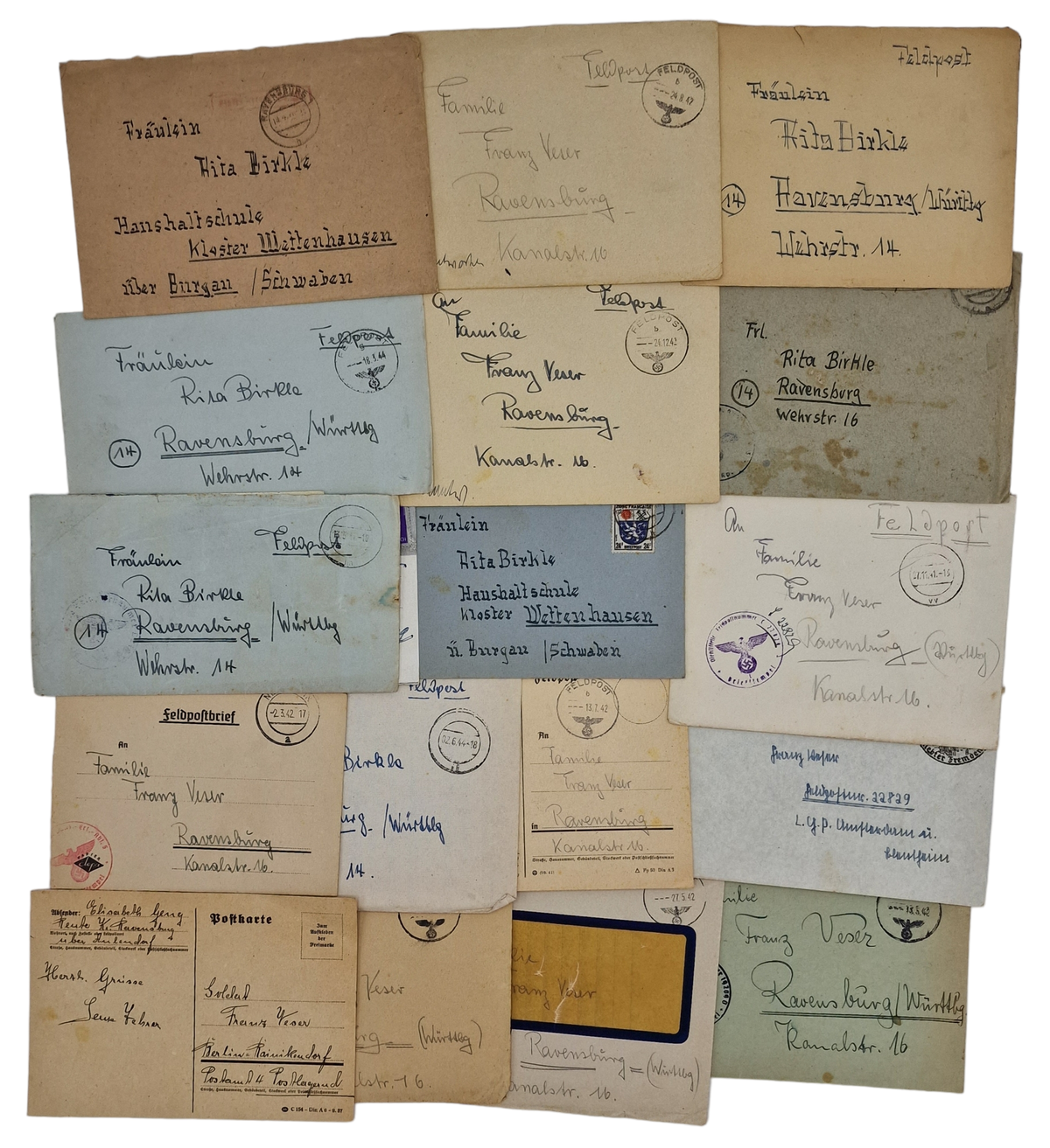 Original WW2 German Document - Envelope set HG Hermann Göring Panzer ...