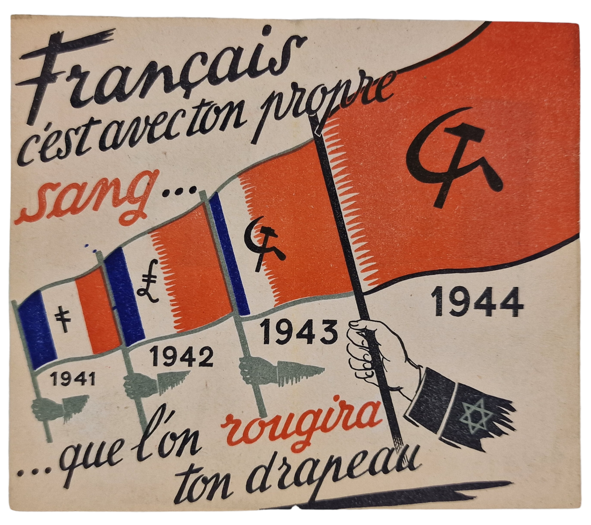 Original WW2 French Document - Francais c'est avec ton propre sang (1944)