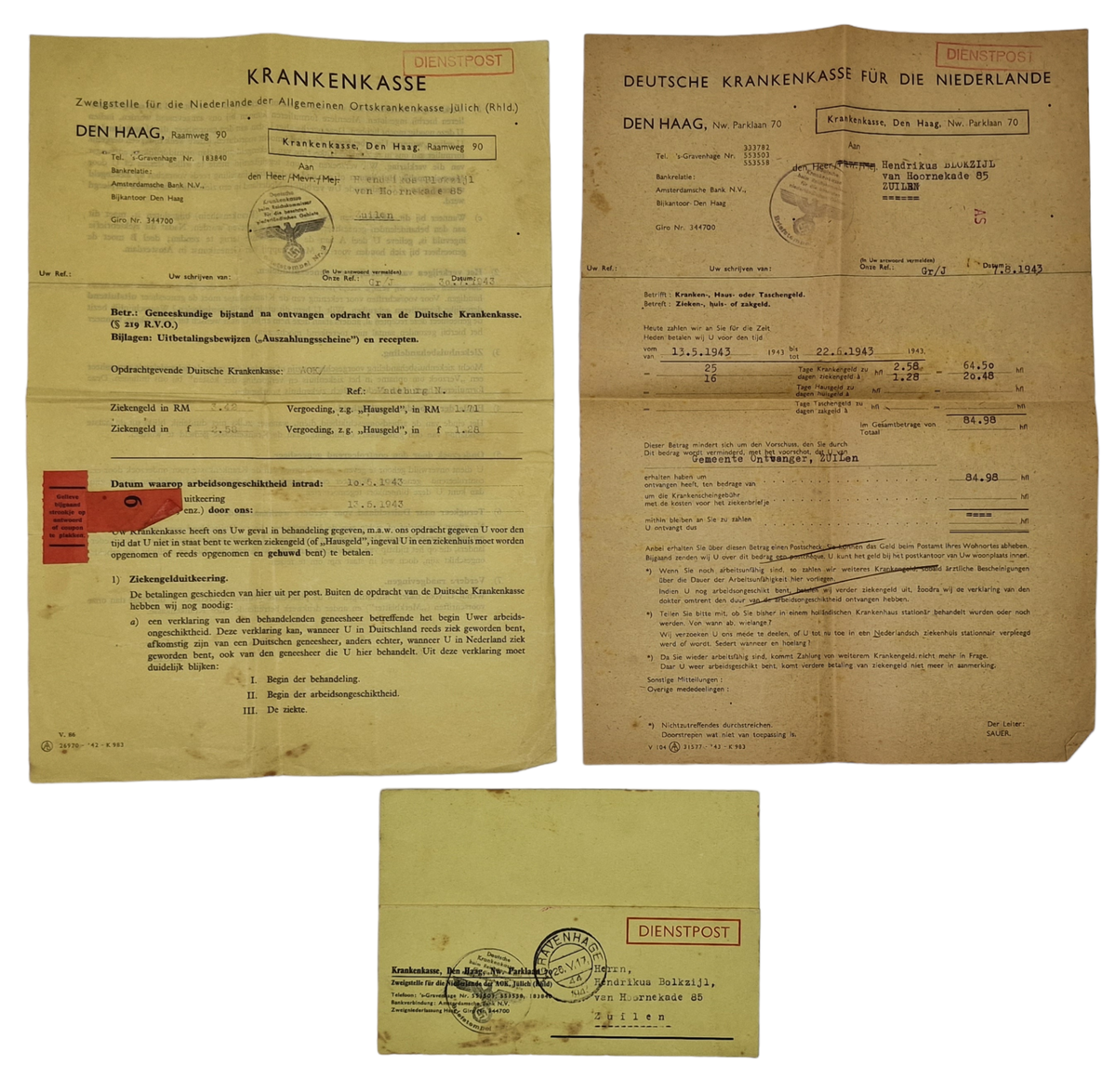 Original WW2 Dutch Document - Document set Junckers worker Blokzijl ...