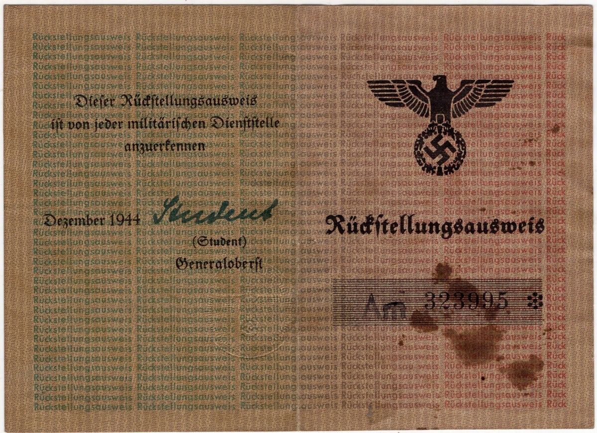 Original WW2 Dutch Document - Rückstellungsausweis Amsterdam (1945)