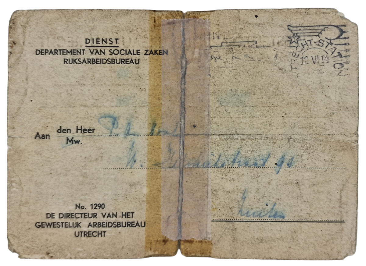 Original WW2 Dutch Document - Arbeidsbureau Utrecht call for Germany ...