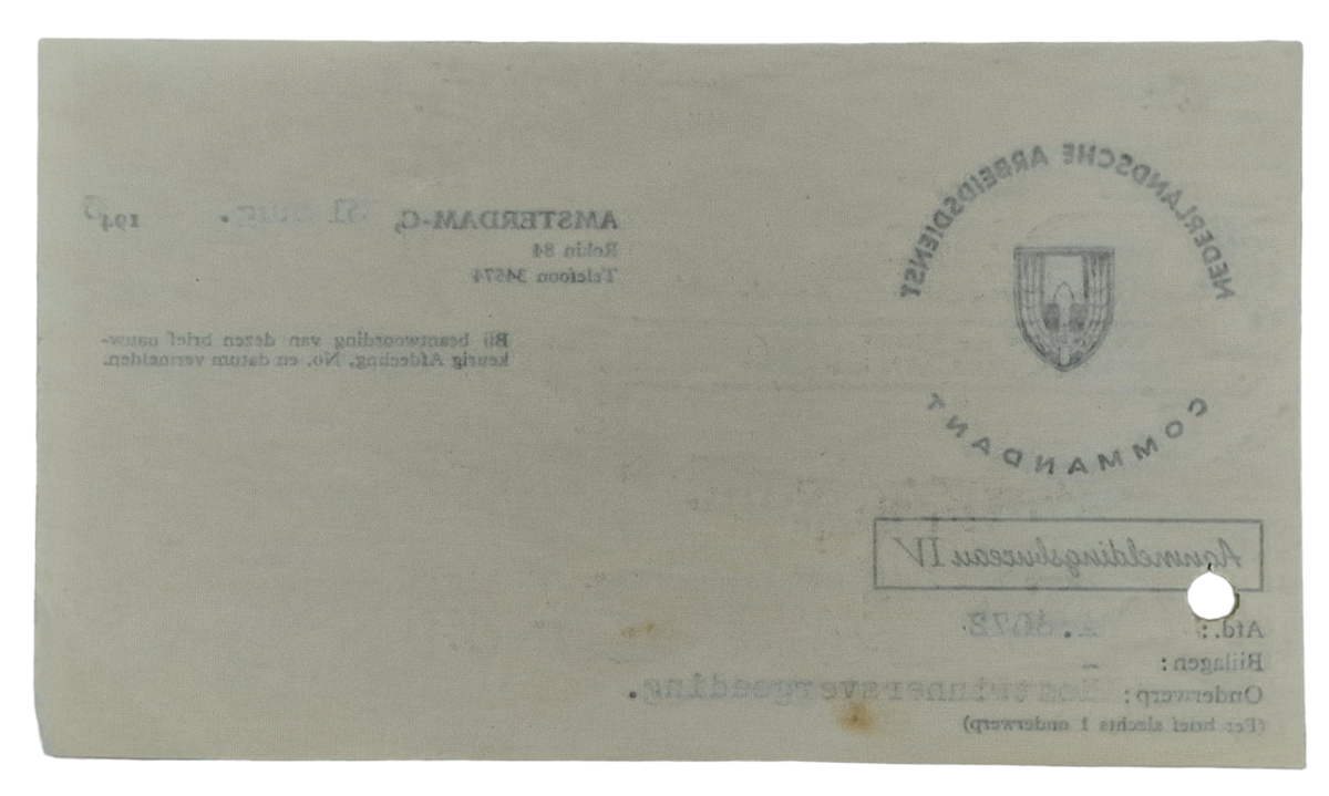 Original WW2 Dutch Collaboration NAD Document - Letterhead ...