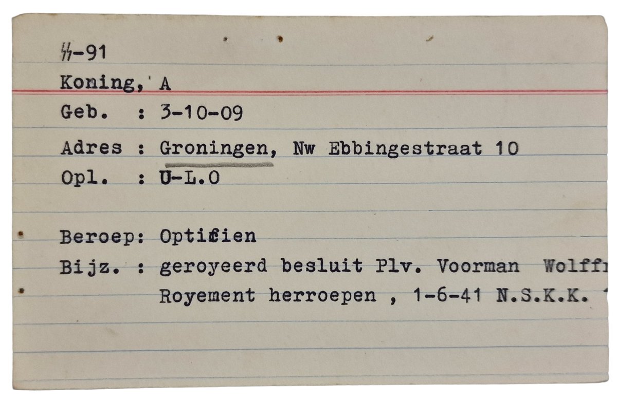 Original WW2 Dutch Waffen SS Document - Dutch Waffen SS archive card ...