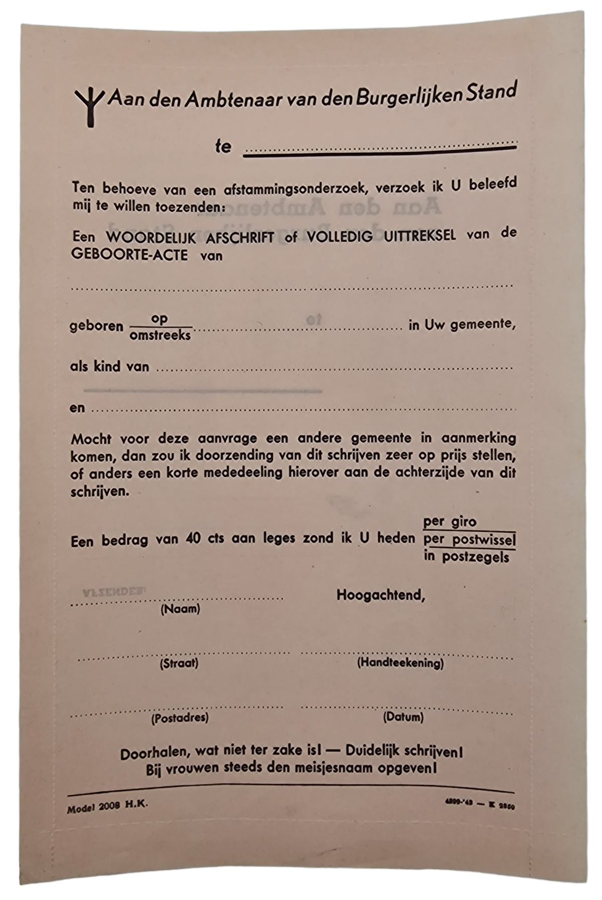 Original WW2 Dutch Collaboration Document - Family tree research Birth ...