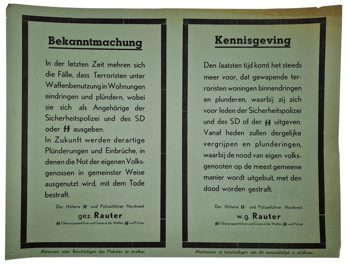 Original WW2 Dutch Waffen SS Poster - Warning against thieves that act ...