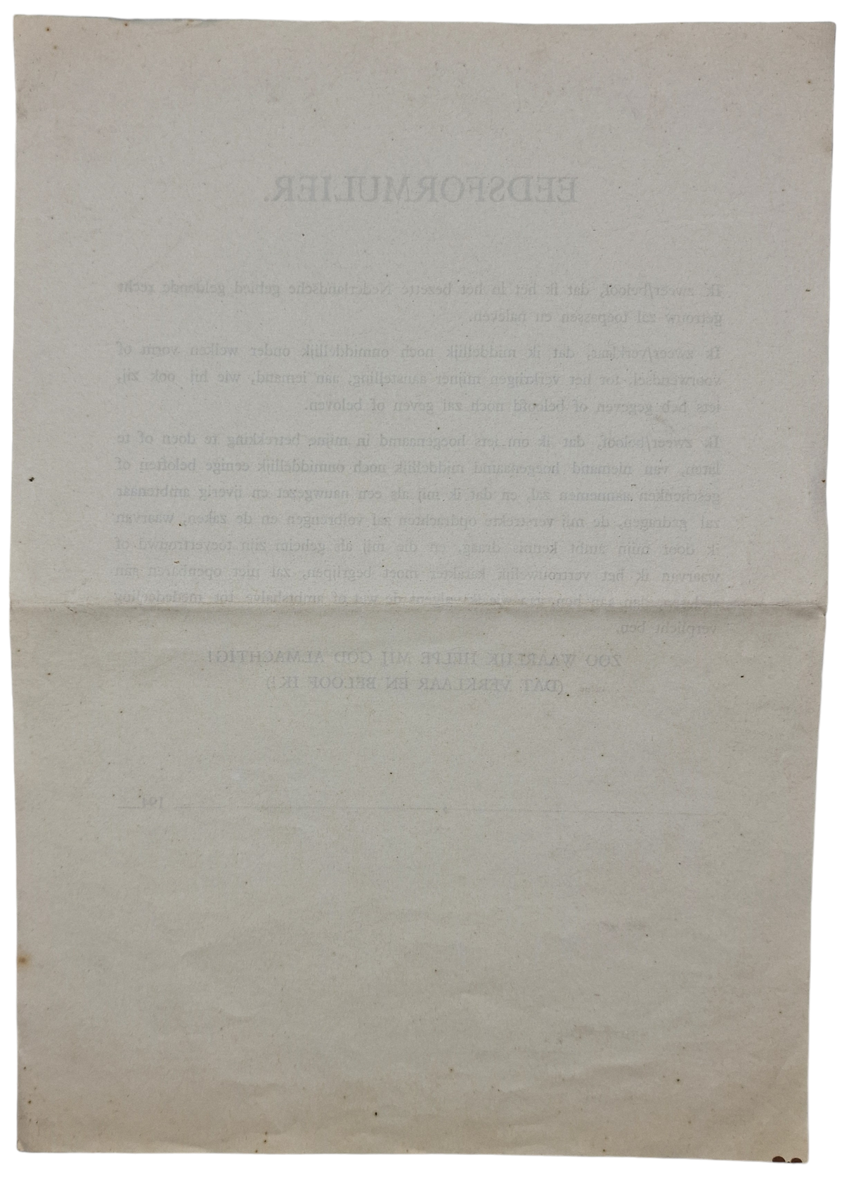 Original WW2 Dutch Document - Oath form Dutch civil servants (1941 ...