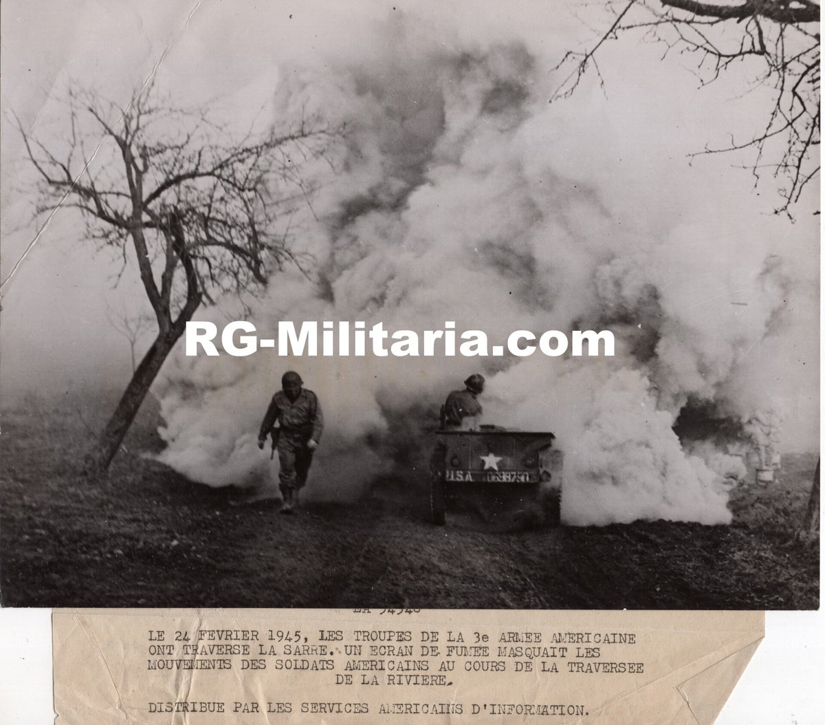 Original WW2 US Press Photo - 3rd US Army units crossing the Saar river ...