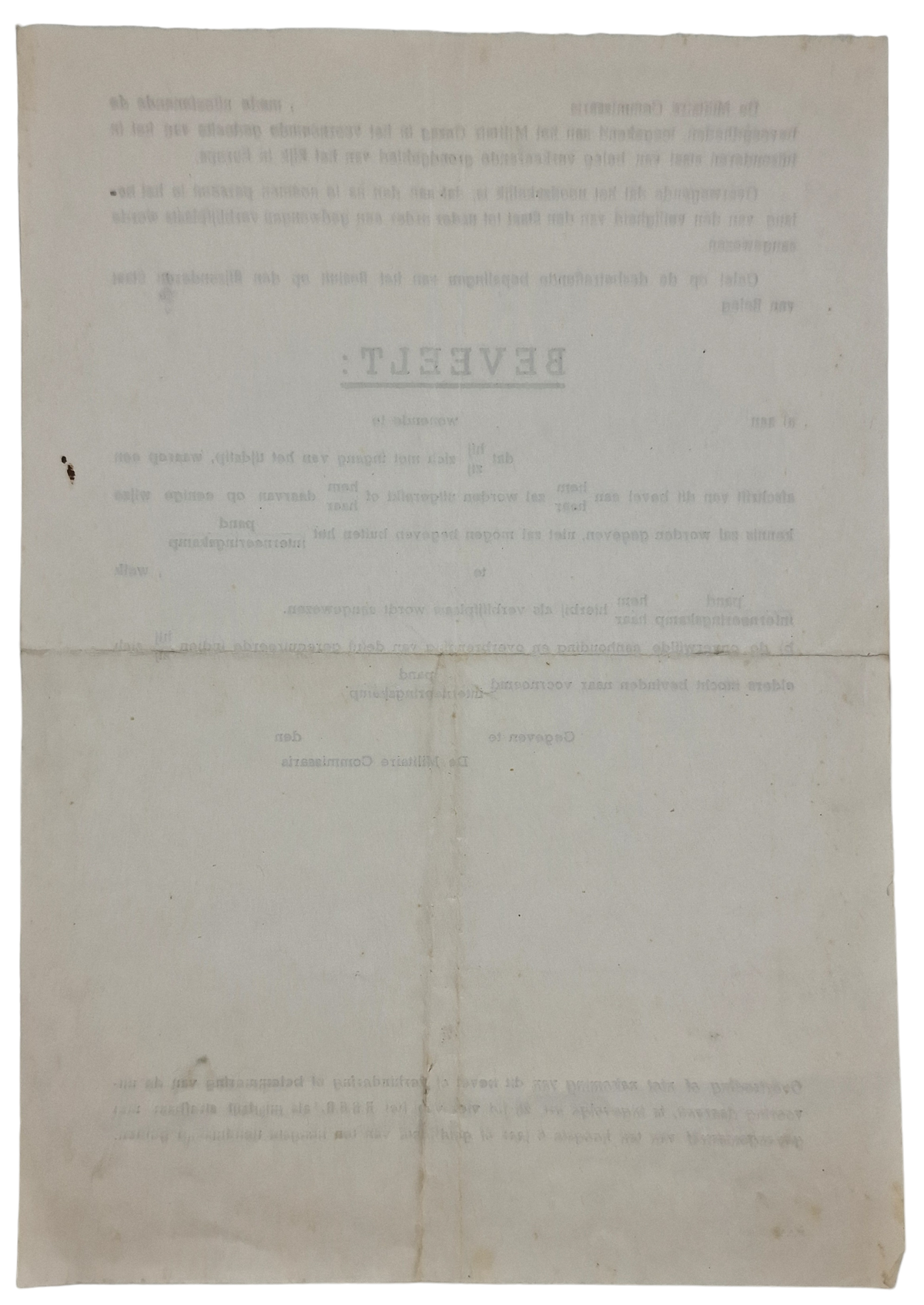 Original WW2 Dutch Liberation Document - MG Militair Gezag internment ...