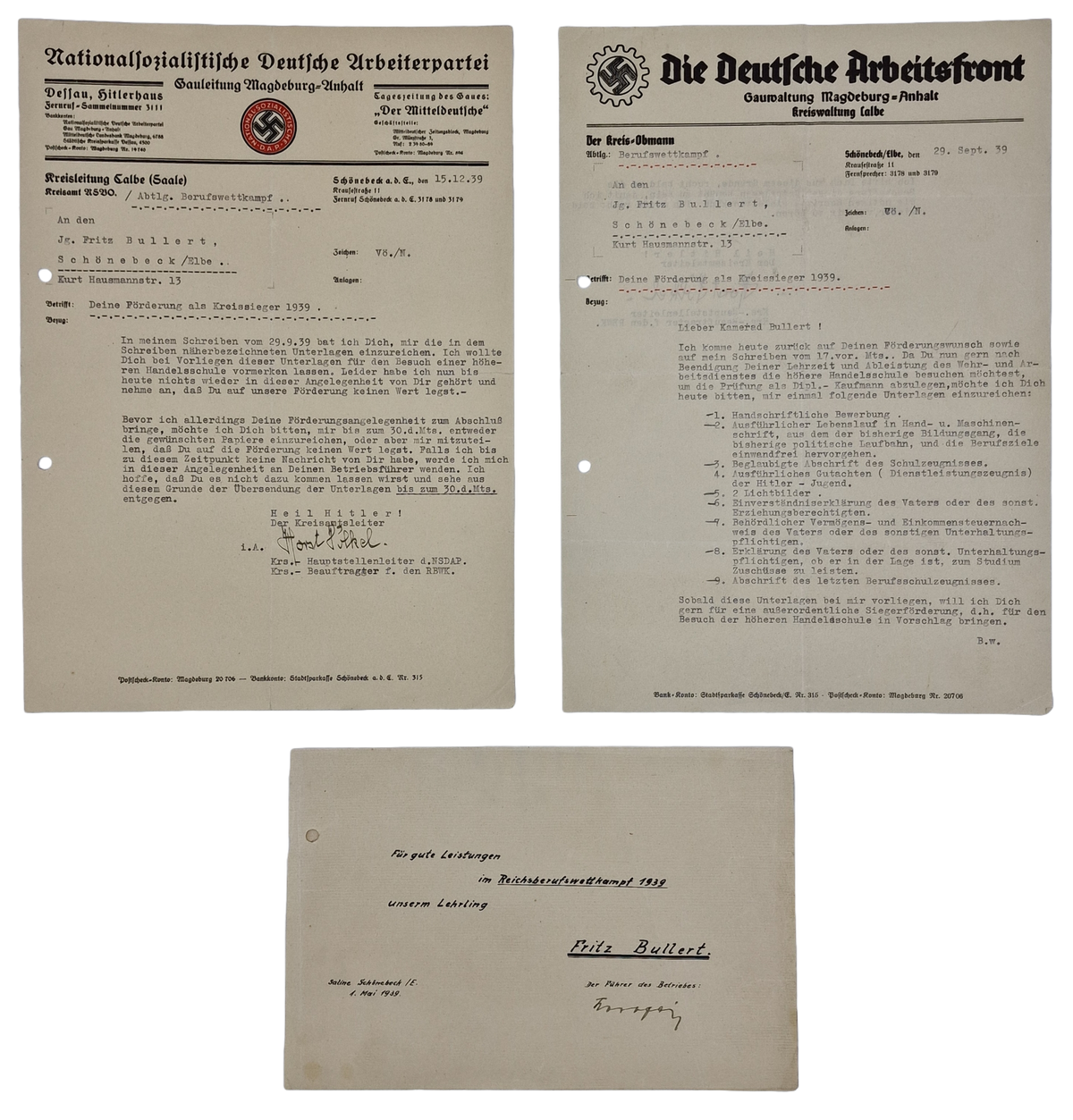 Original WW2 German Document - HJ Hitler Jugend Berufswettkampf ...