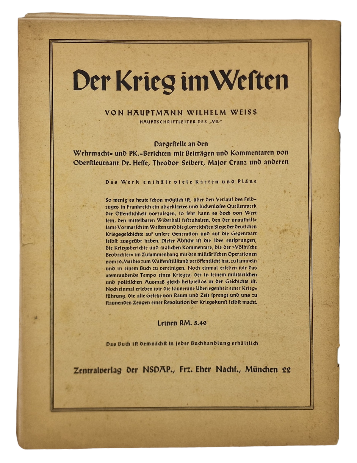 Original WW2 German Book - Der Deutsche Sieg im Westen (1940)