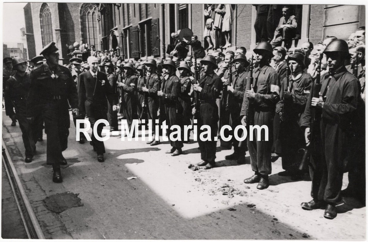 Original WW2 Dutch Liberation Press Photo - Prince Bernhard inspecting ...