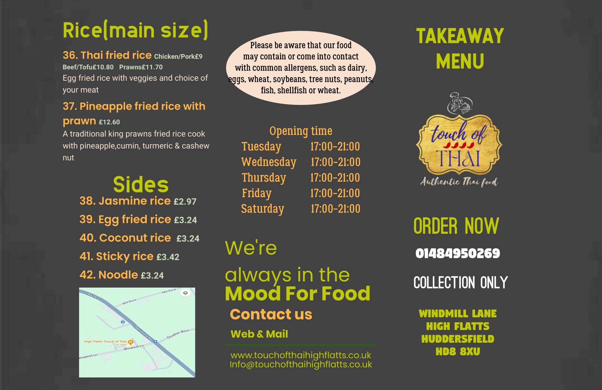 Touch of Thai High Flatts / Takeaway's Menu
