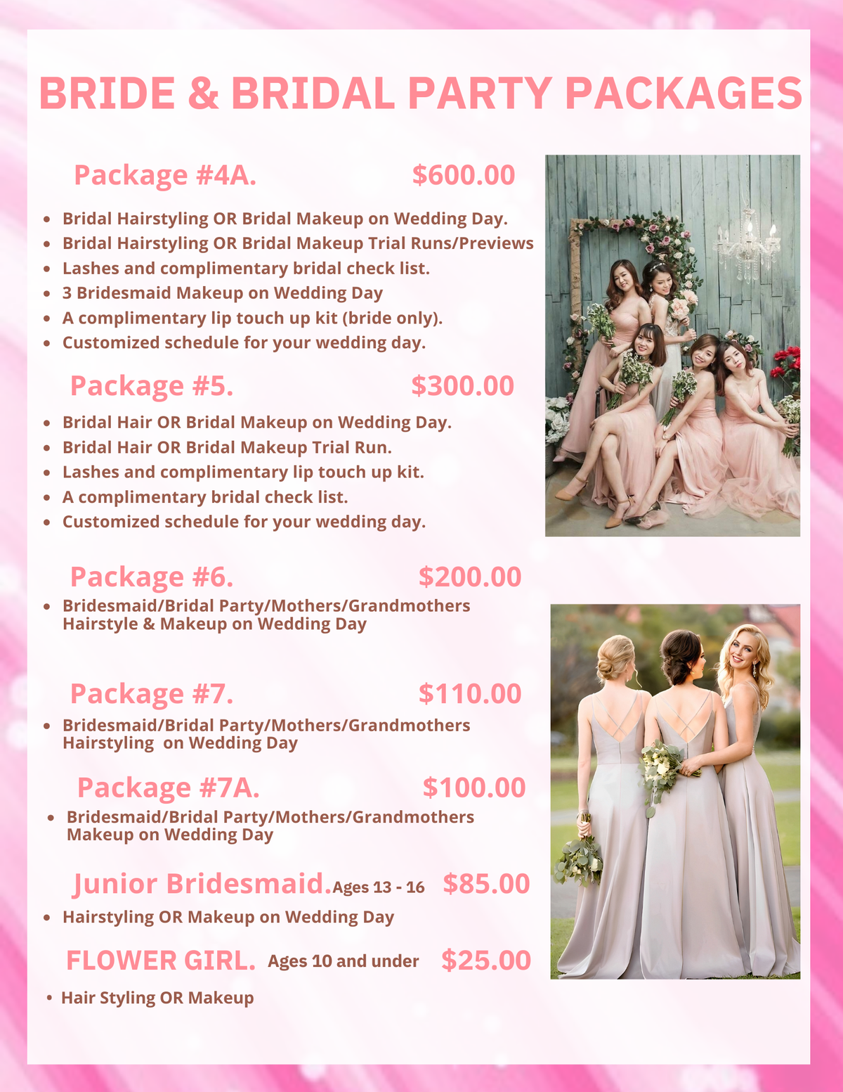 Bridal Price List | Endless Beauty