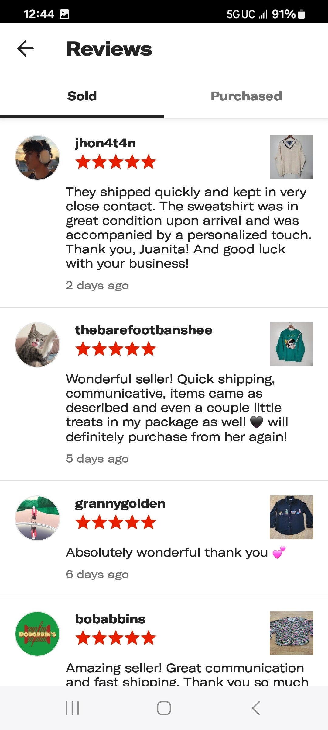 FEEDBACK FROM DEPOP