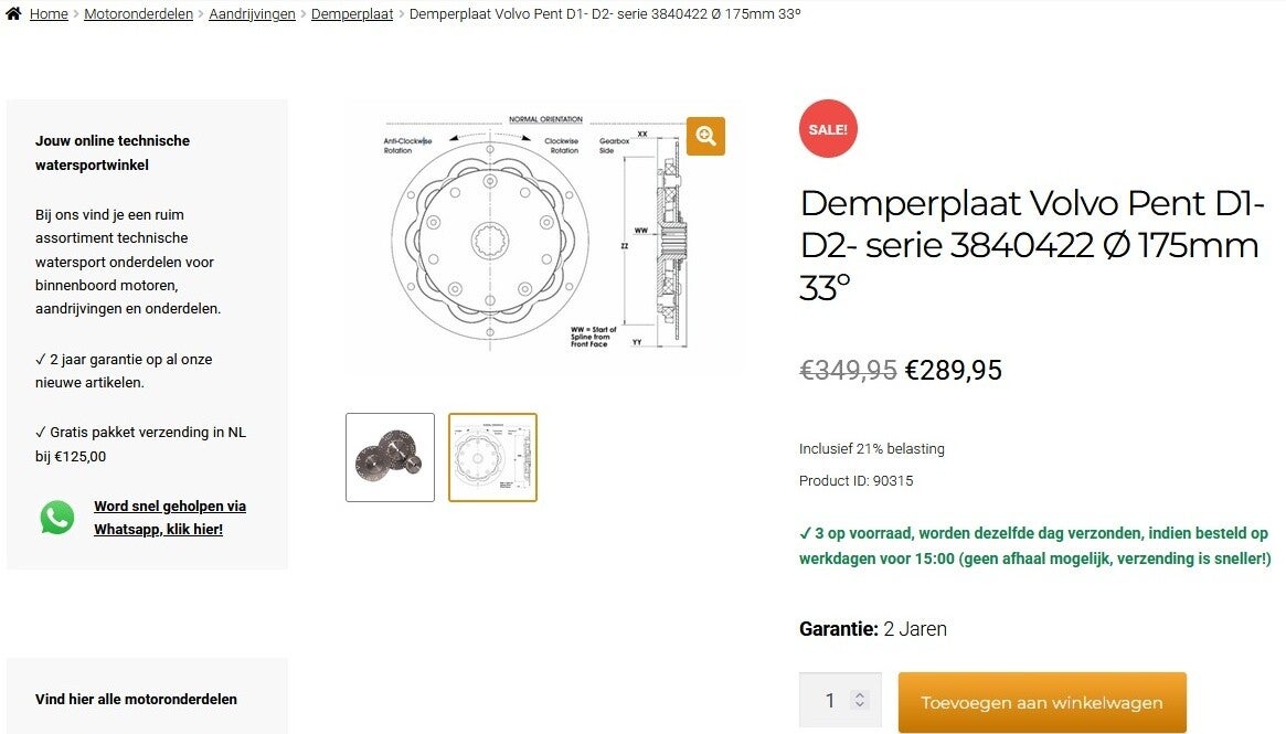 Demperplaat Volvopenta D2-55-C / Motor en Aandrijving / Techniek ...