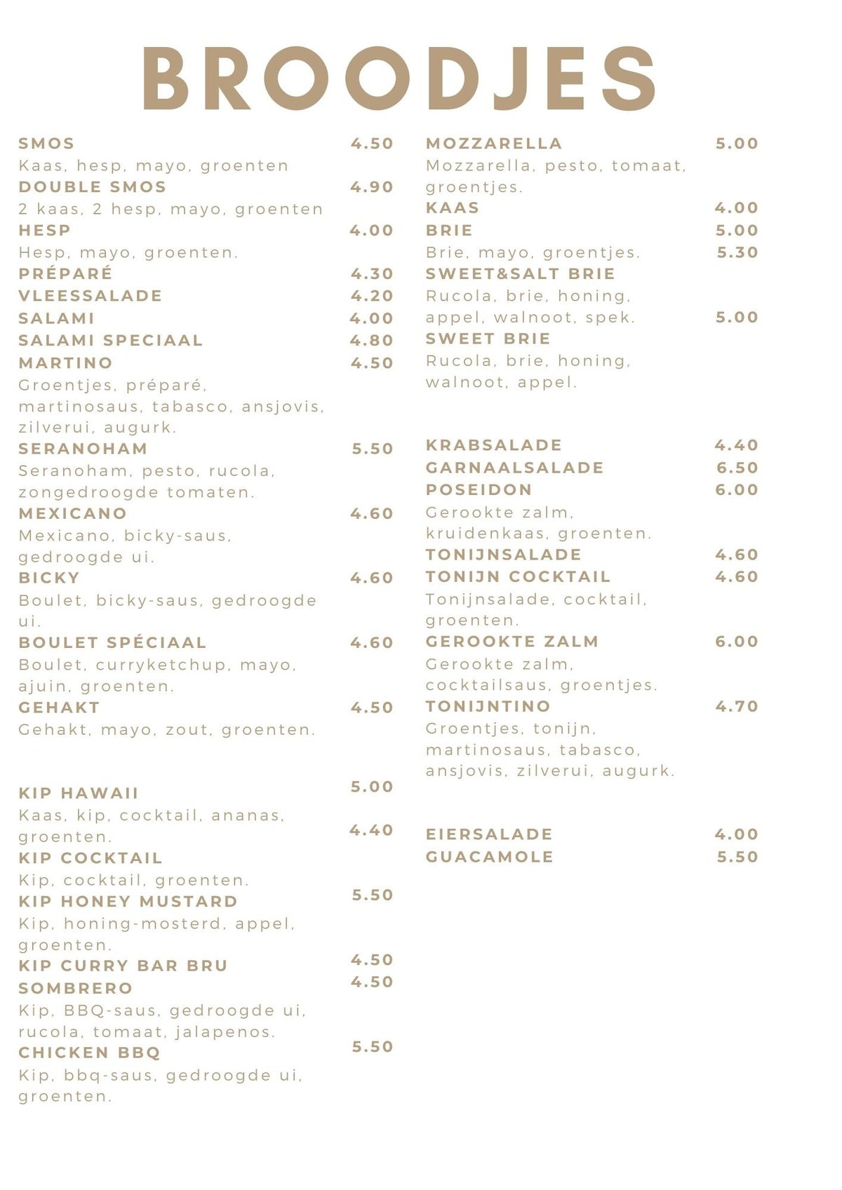 Menu | Bar Bru