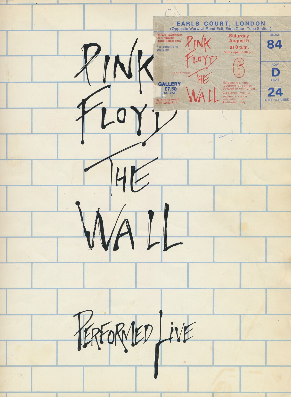 Pink Floyd - The Wall [UK] - Programme + Ticket | FLOYDSTUFF