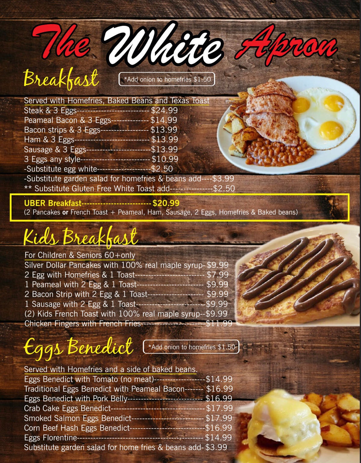 Menu | The White Apron restaurant