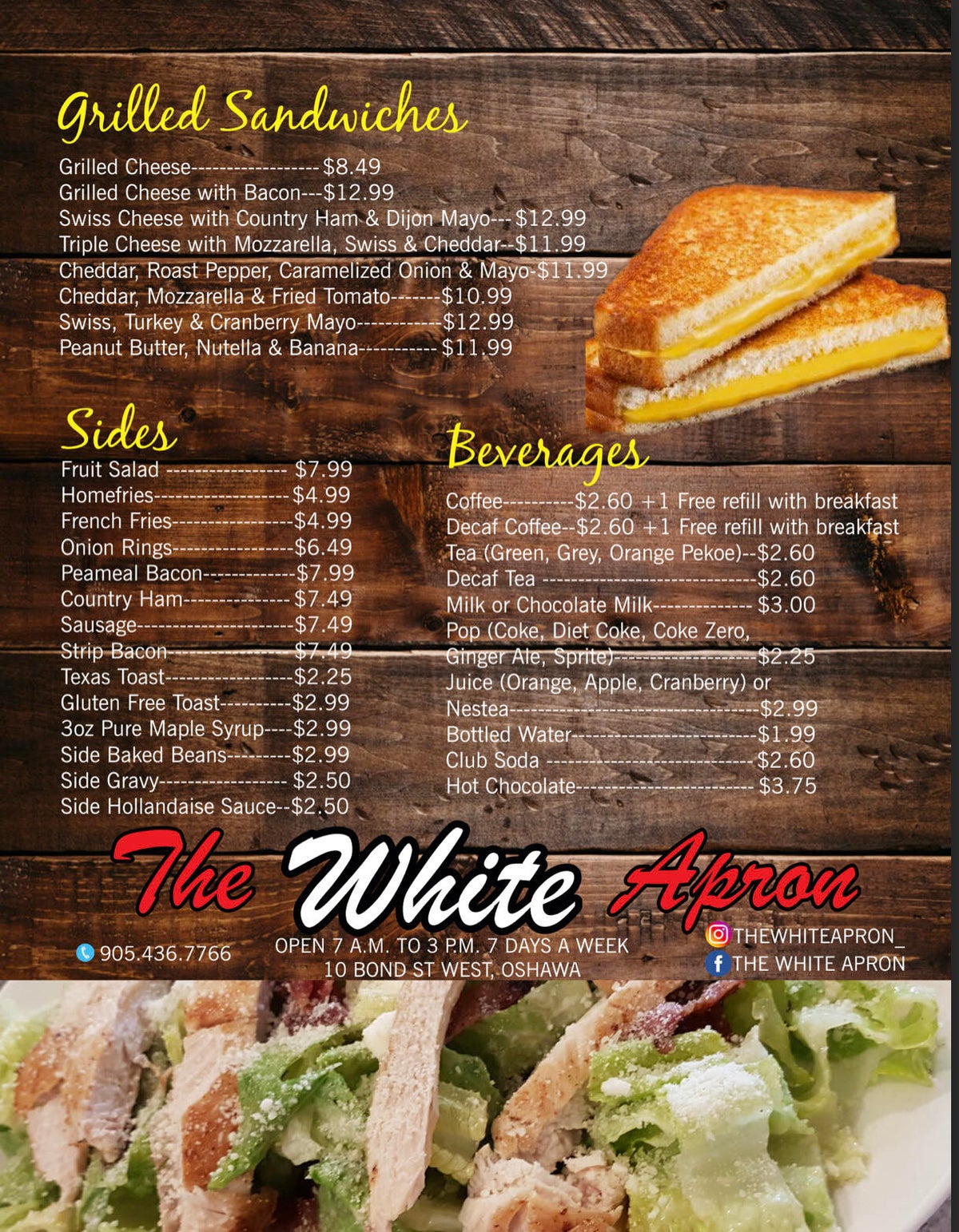 Menu | The White Apron restaurant