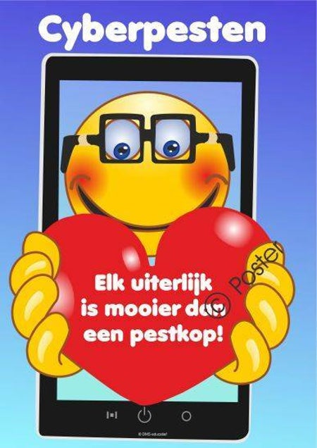 Poster 'Cyberpesten' voor het onderwijs in 2023