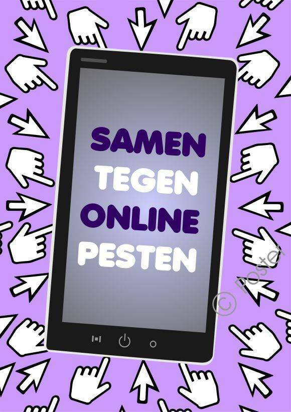 Poster 'Samen tegen online pesten' voor op school