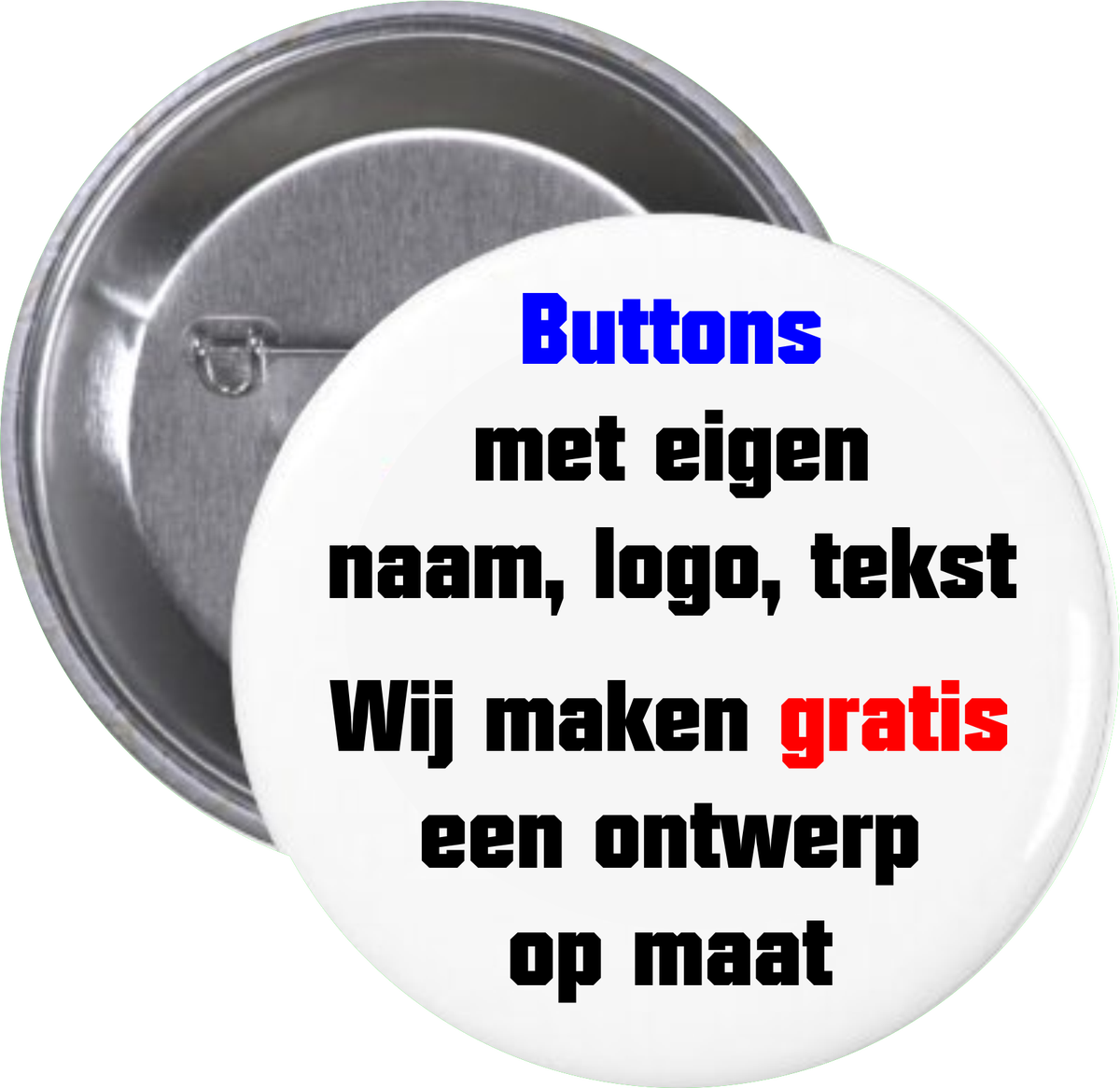 Buttons met eigen ontwerp - logo en tekst 2025