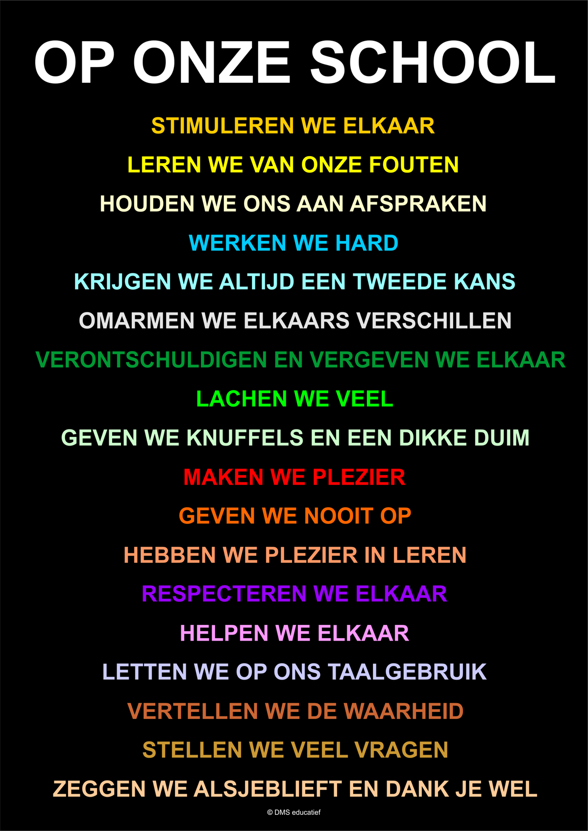 Poster 'Afspraken op onze school' A3 | DMS educatief lesmateriaal
