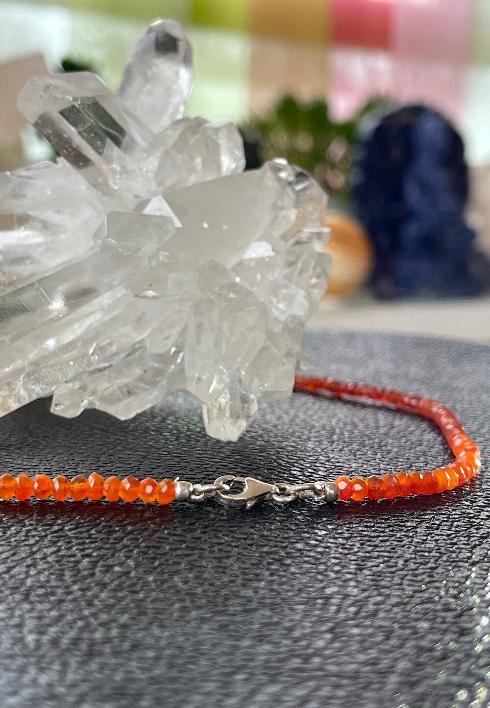 Carneool ketting facet geslepen rond | Jalla Stones - Sieraden
