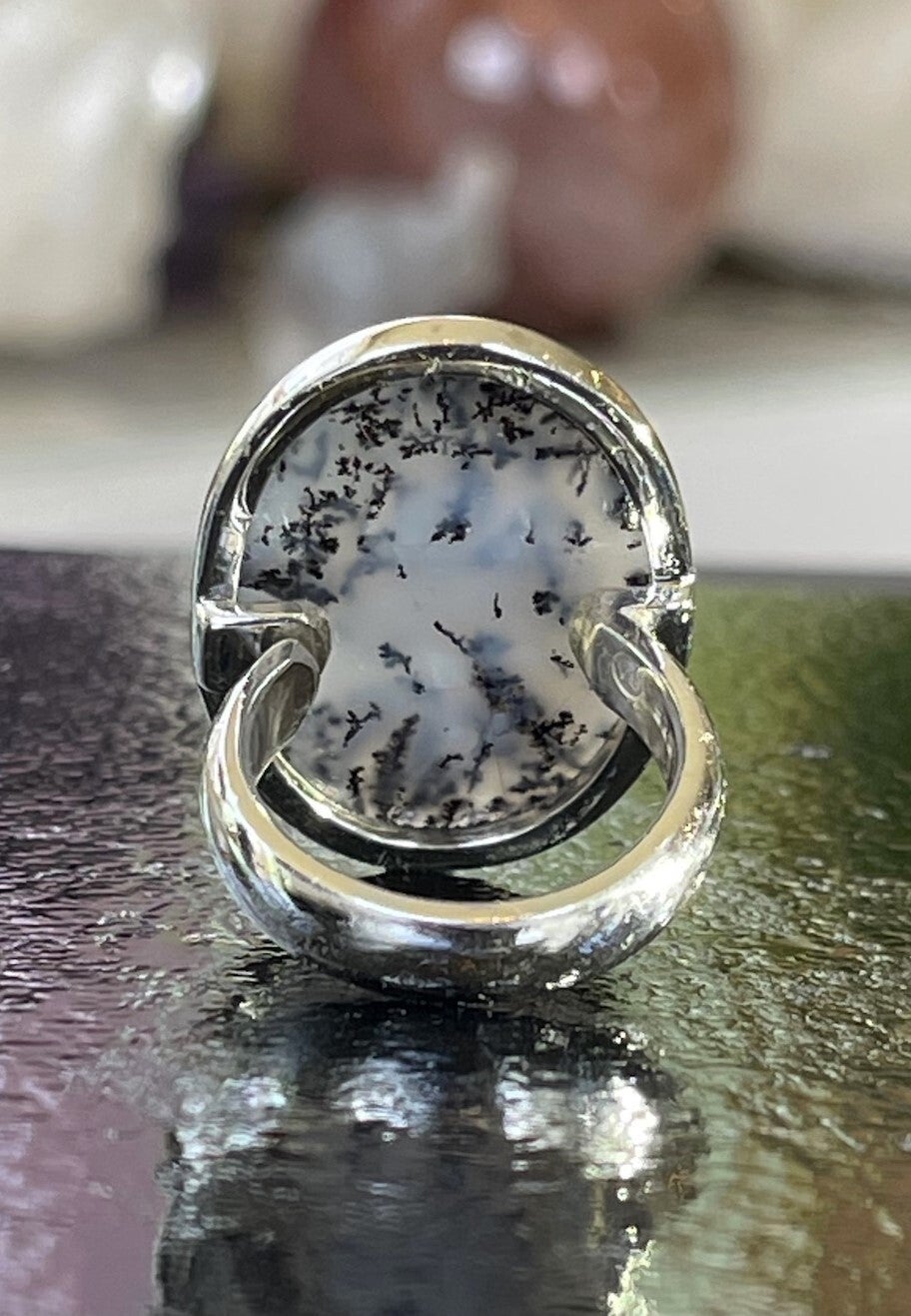Dendriet Agaat Ring Cabochon ovaal groot, maat 18,8 | Jalla Stones ...