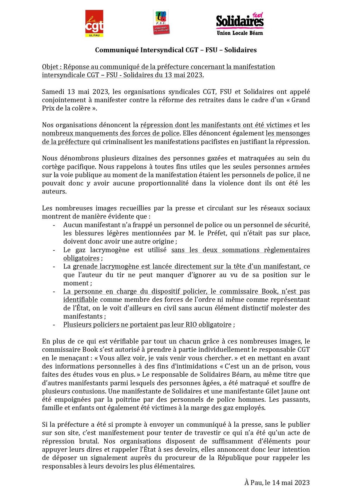 CGT Hôpital de Pau