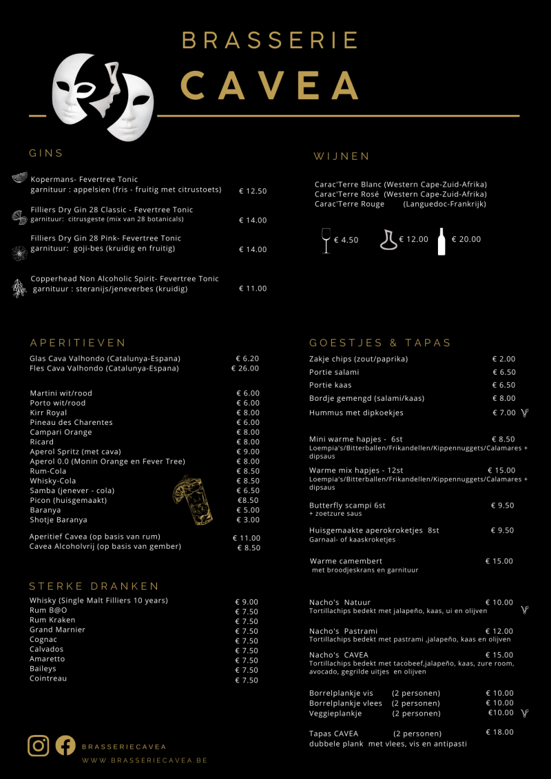 Kaarten en Menu's | Brasserie Cavea