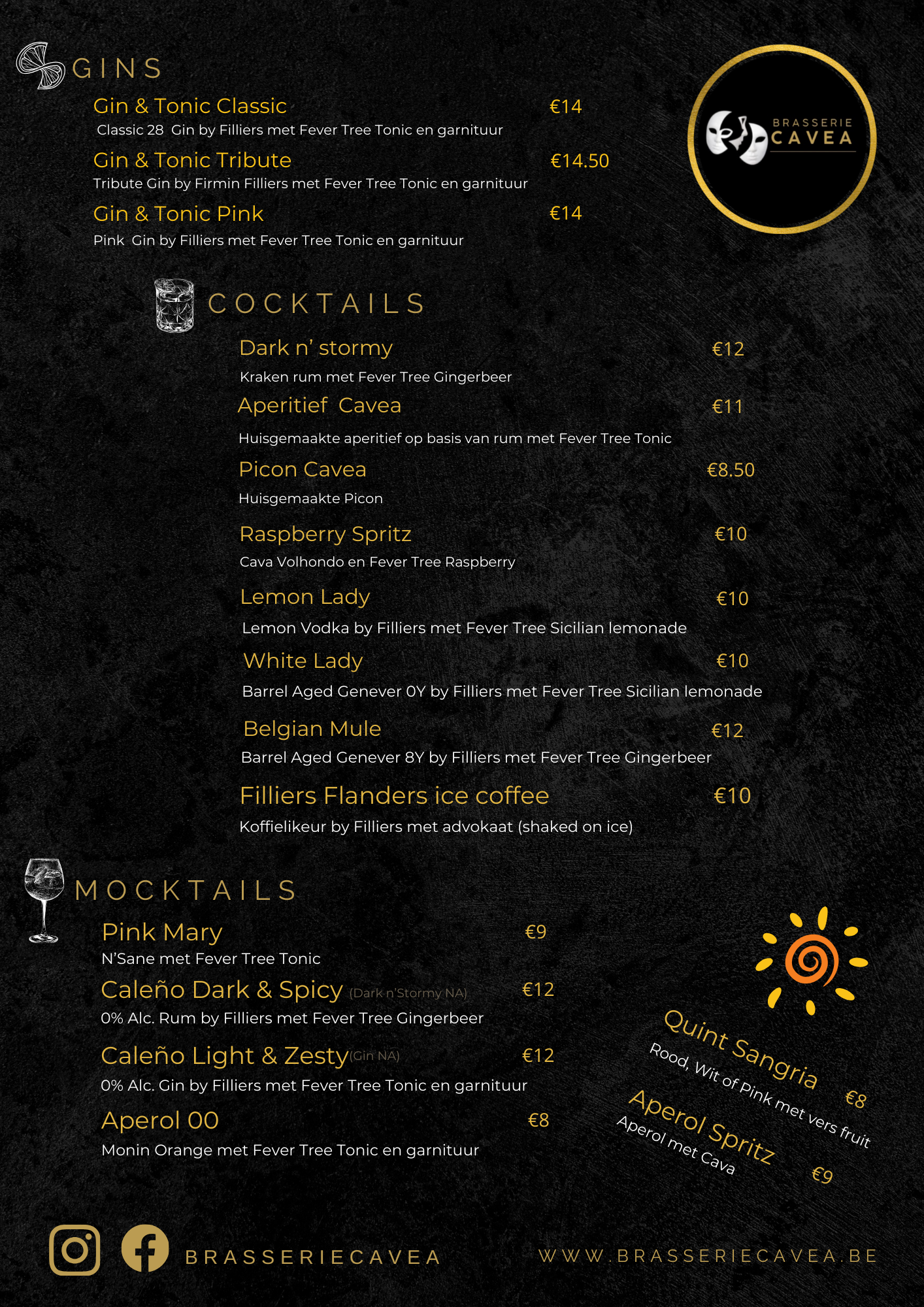 Kaarten en Menu's | Brasserie Cavea